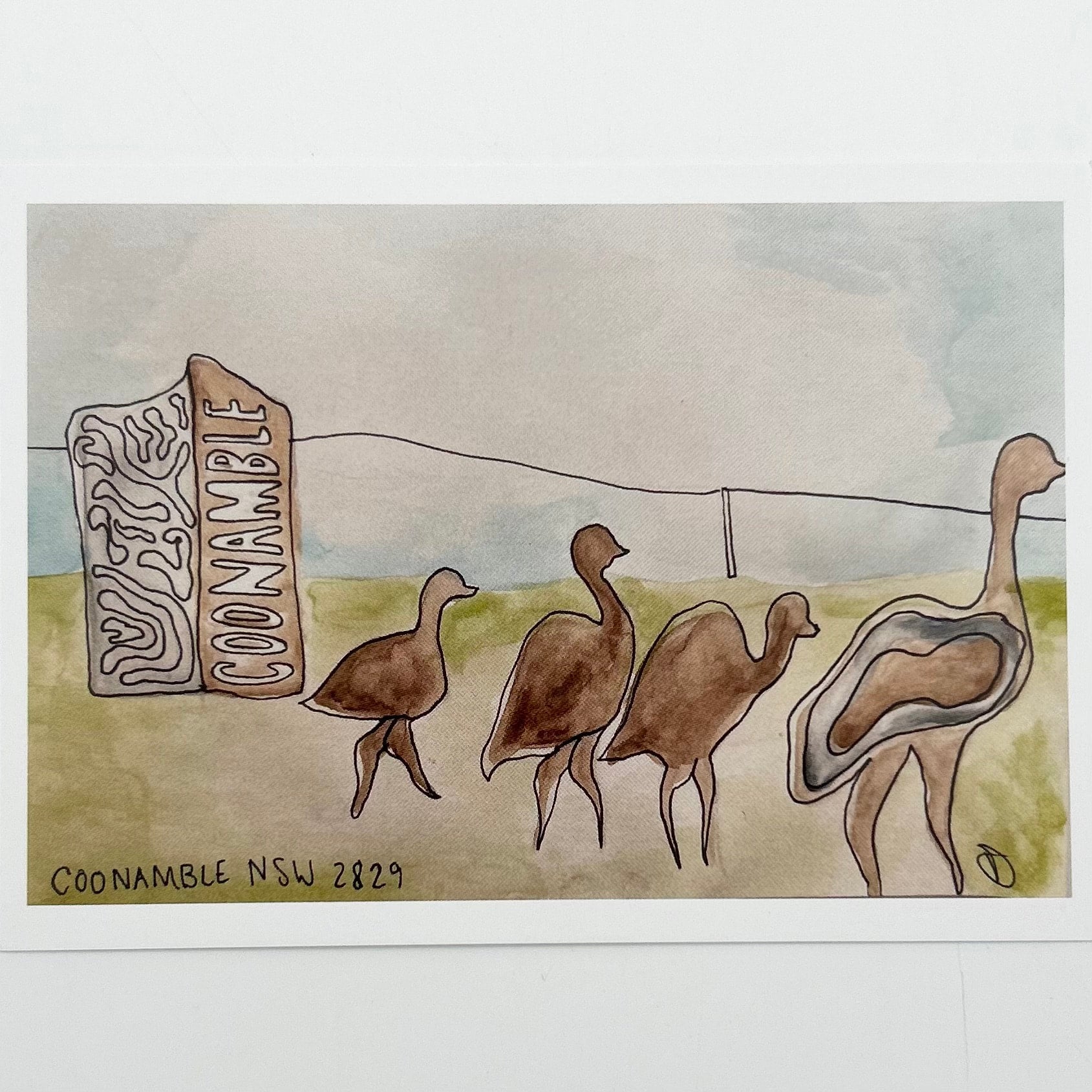 Coonamble Emu Welcome Sign - Postcard | Outback Arts